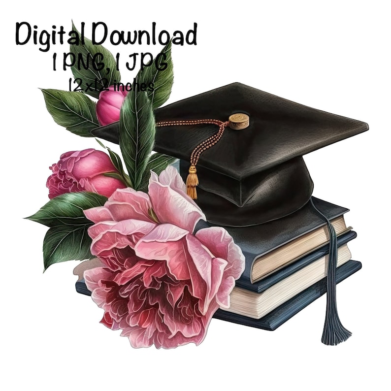 Graduation Cap Watercolor College High School Graduation Clipart Pink ...