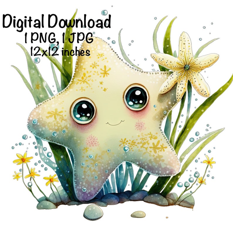 Cute Starfish PNG Clipart Ocean Animals Starfish PNG Adorable - Etsy