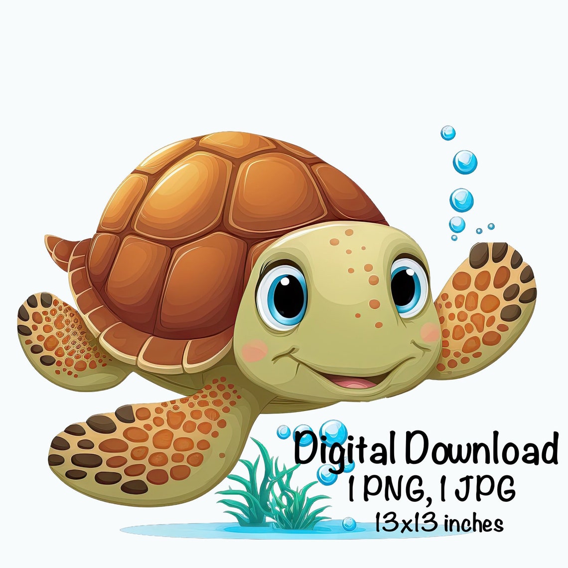 Sea Turtle Cute Sea Turtle Clipart Ocean Animals Sea Turtle - Etsy