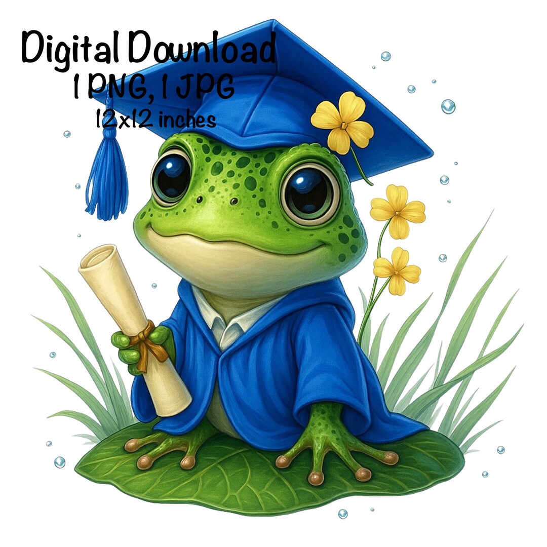 Cute Frog Graduation Clipart Woods Forest Animals Frog PNG Frog ...