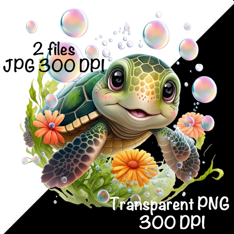 Sea Turtle Cute Sea Turtle Clipart Ocean Animals Sea Turtle - Etsy