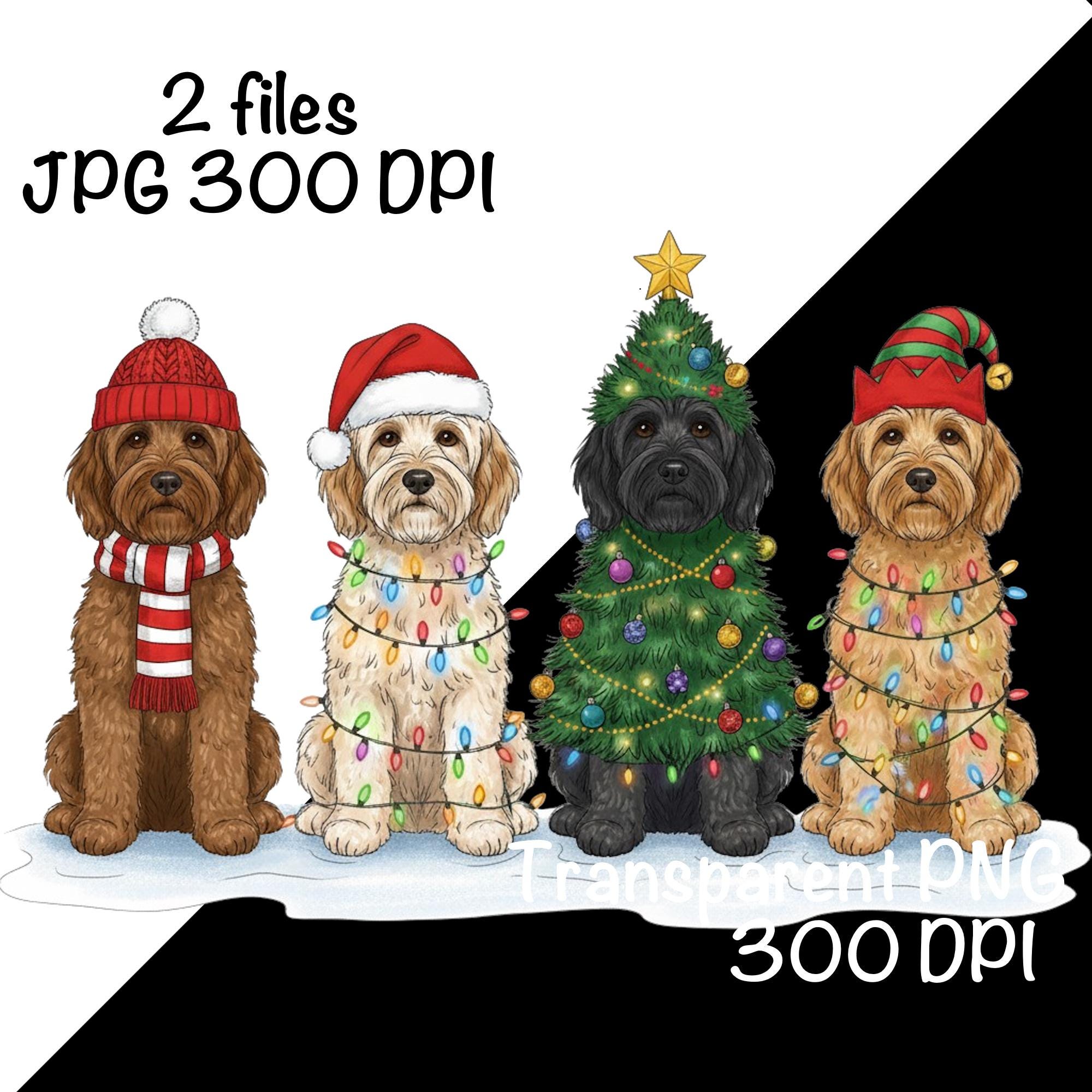 Christmas Goldendoodle Dogs in a Row PNG, Santa Squad PNG, Funny Dogs ...