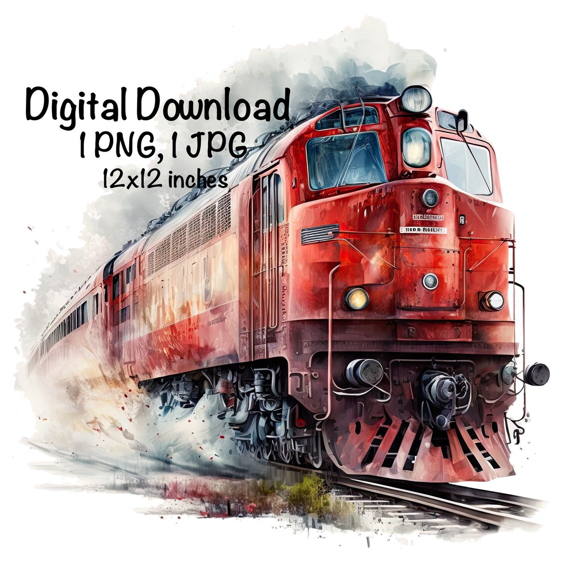 Fast Train Watercolor Locomotive Train Boys Clipart Décor - Etsy