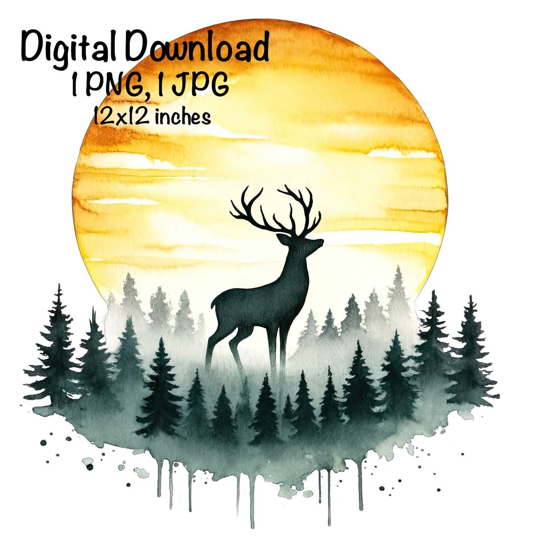 Deer PNG Whitetail Deer Sublimation PNG Sunset Deer Sublimation ...