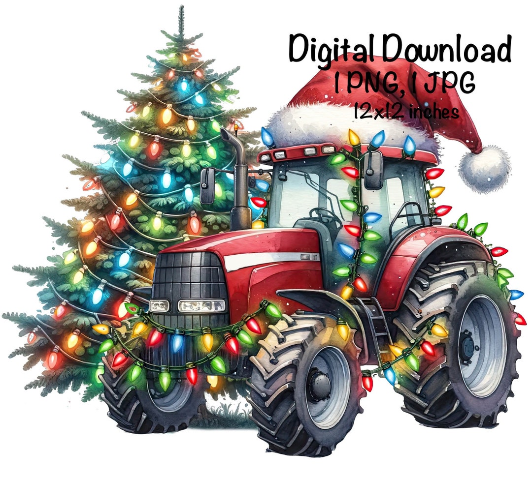 Merry Christmas Farm Tractor PNG Christmas Tree Tractor Farm Vehicle ...