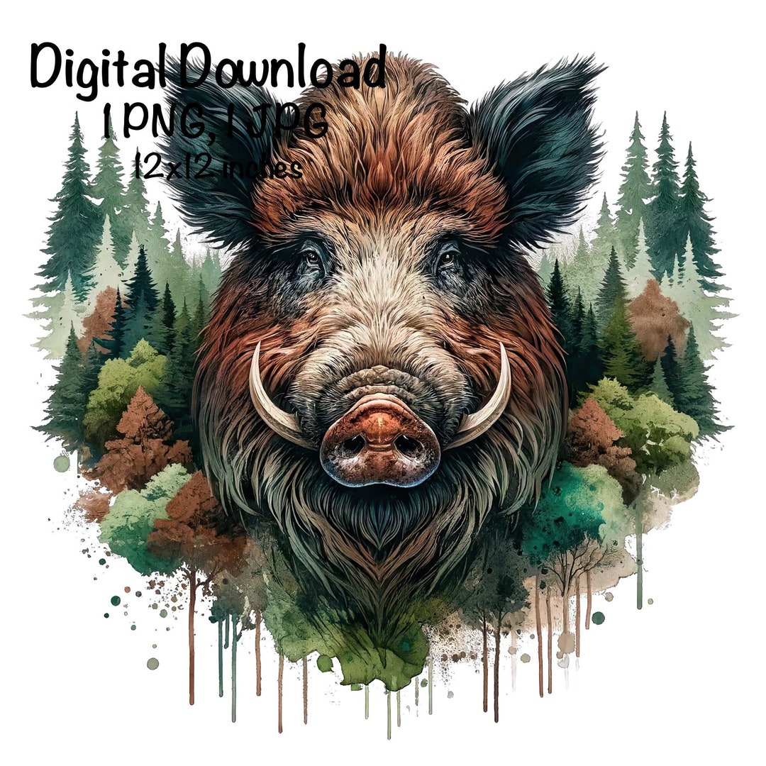 Wild Boar Sublimation Hog Hunting PNG Wildlife Hog PNG Commercial Use ...