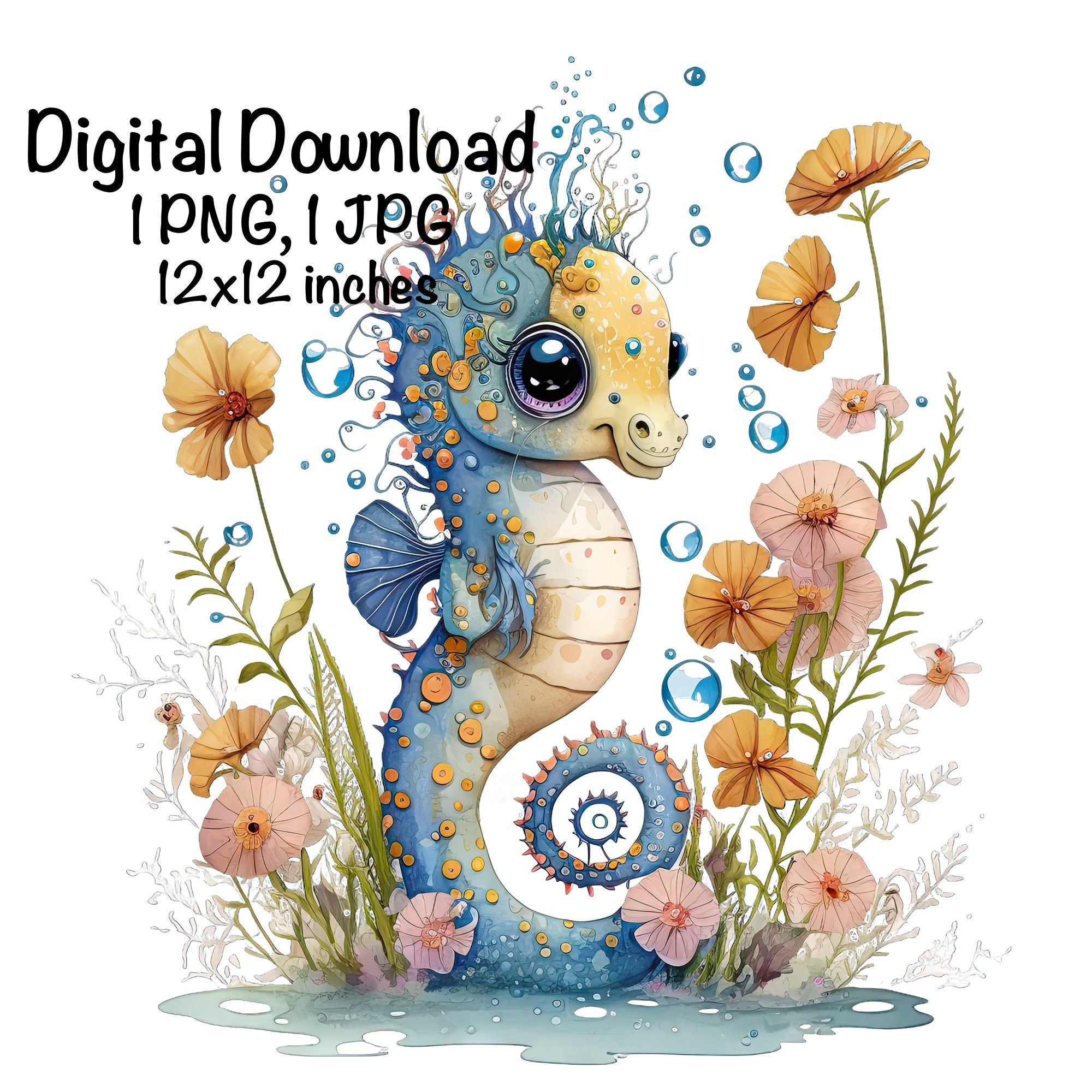 Cute Seahorse PNG Clipart Ocean Animals Seahorse PNG Adorable - Etsy Canada