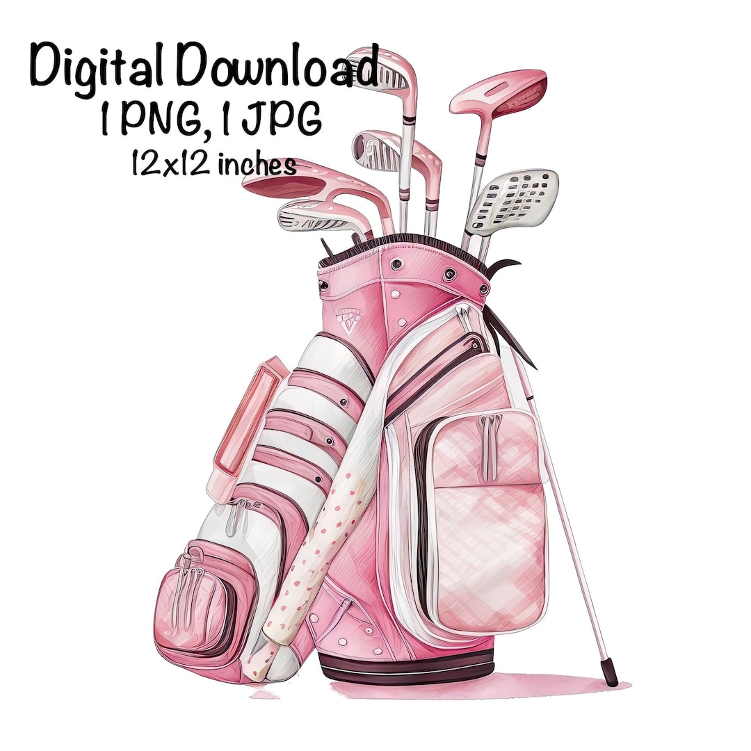 Golf Bag Watercolor Pink Golf Bag Sports Girl Clipart Nursery Golfer ...