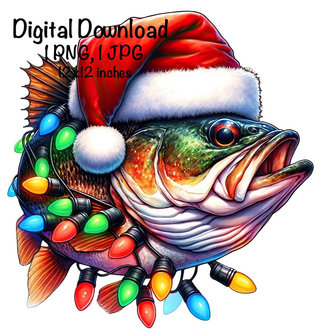 Funny Christmas Bass Fish PNG Saltwater Fish Clipart Santa Bass Fish ...