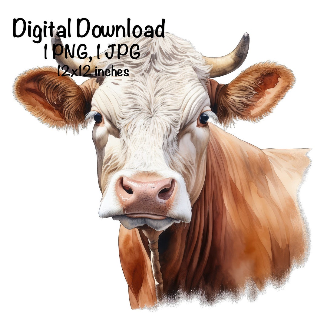 Farm Cow Watercolor Clipart, Farmer Cow PNG, Commercial Use, Cow ...