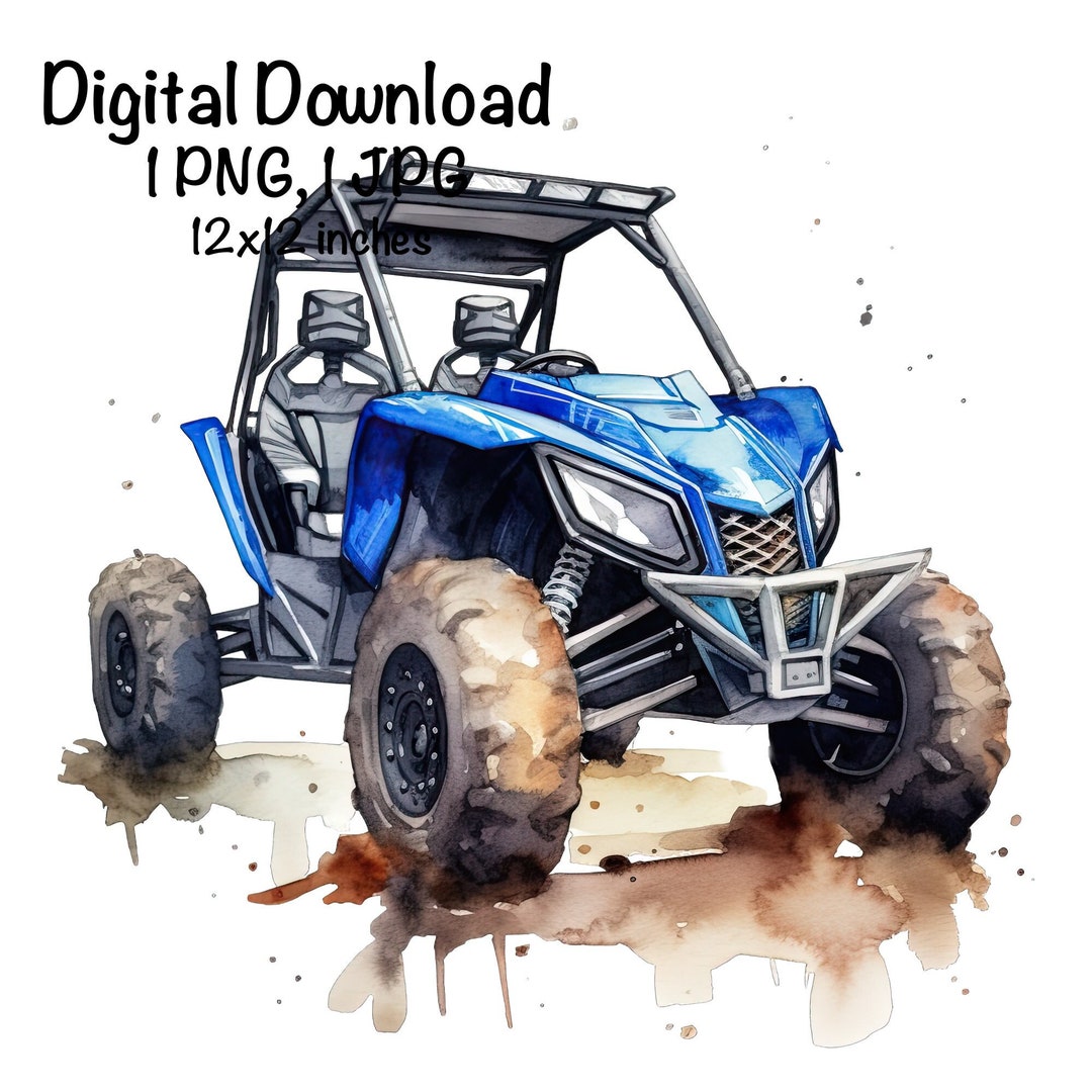 UTV Watercolor, Blue Utility Task Vehicle Boys Clipart Off-road ...