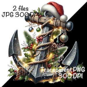 Christmas Anchor PNG Christmas Nautical Santa Anchor Sublimation Boat ...