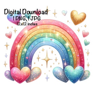 Glitter Rainbow PNG Clipart Sparkle Rainbow Hearts Sparkly Glittery ...