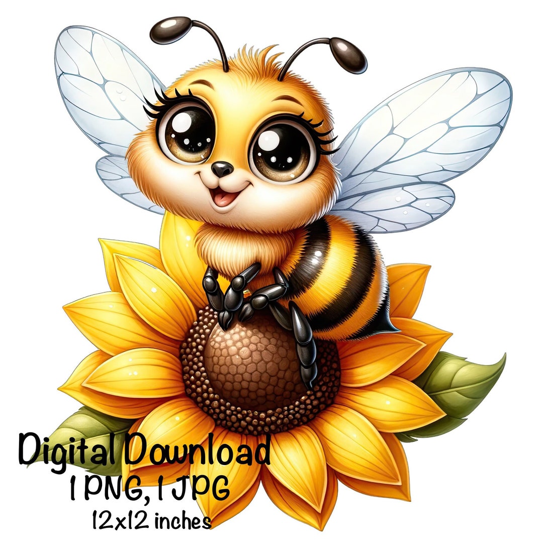 Honeybee, Cute Bee Clipart, Honey Bee Animals Bee PNG, Bee Sunflower ...