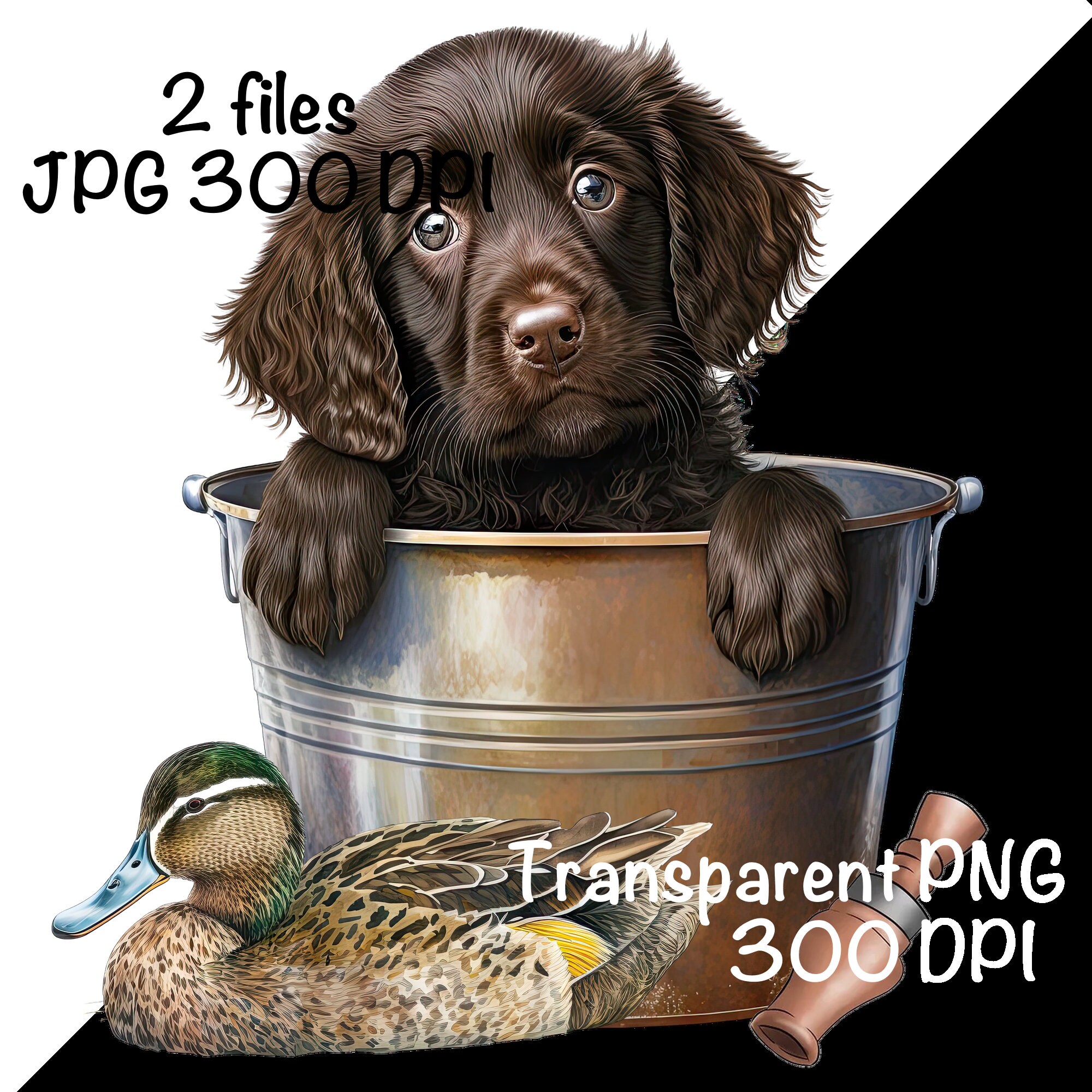 Boykin Spaniel Puppy Watercolor Clipart Cute Boykin Dog in a Bucket ...