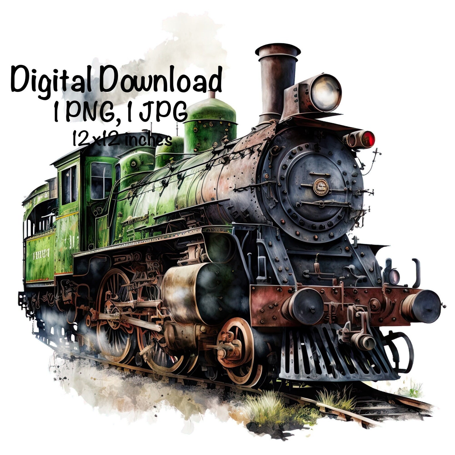 Steam Train Watercolor Locomotive Train Boys Clipart Nursery - Etsy