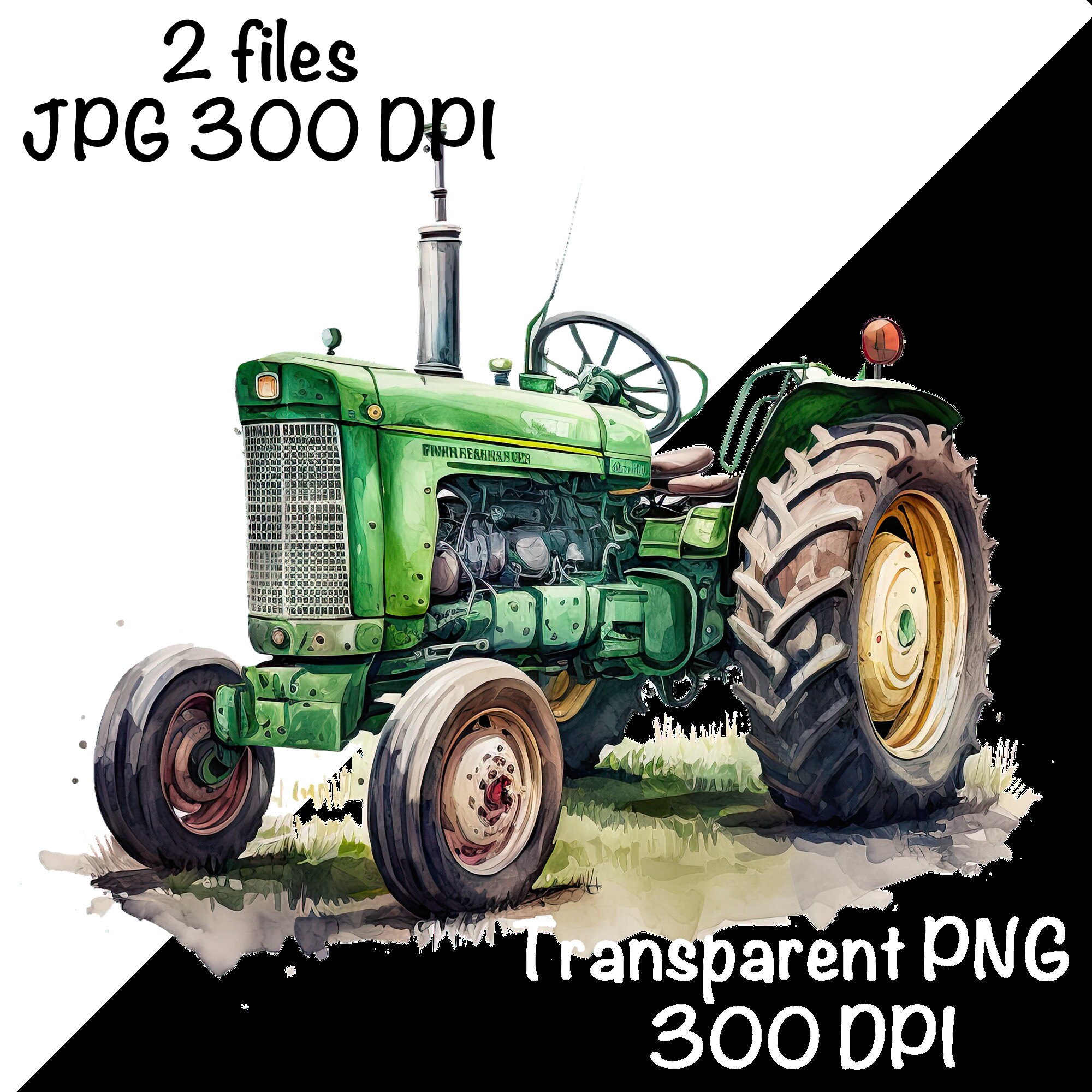 Farm Tractor Watercolor, Green Tractor Boys Clipart Nursery Décor Farm ...