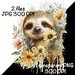 Cute Sloth Clipart Sloth & Spring Flowers PNG Commercial Use - Etsy