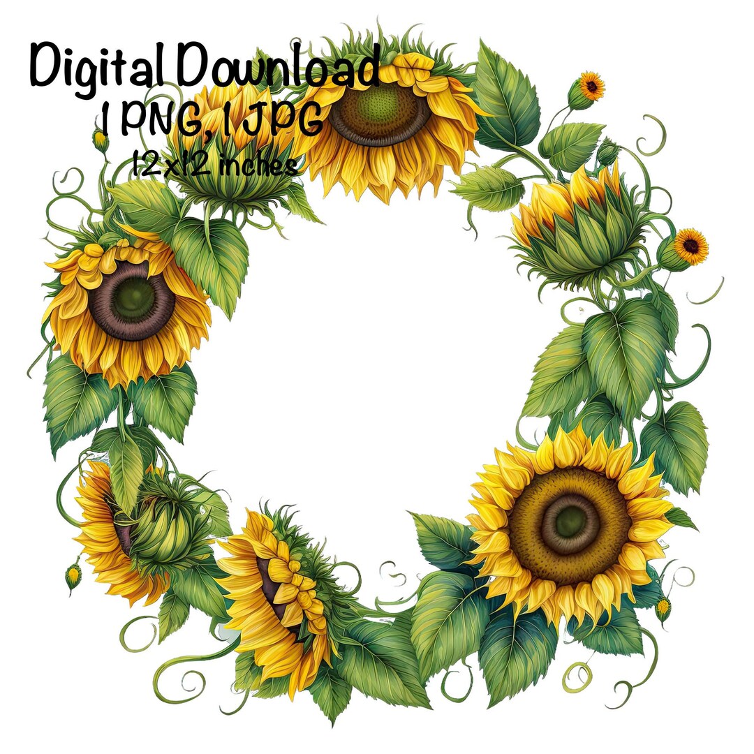 Beautiful Sunflowers Wreath Watercolor Clipart Flowers Wreath PNG ...