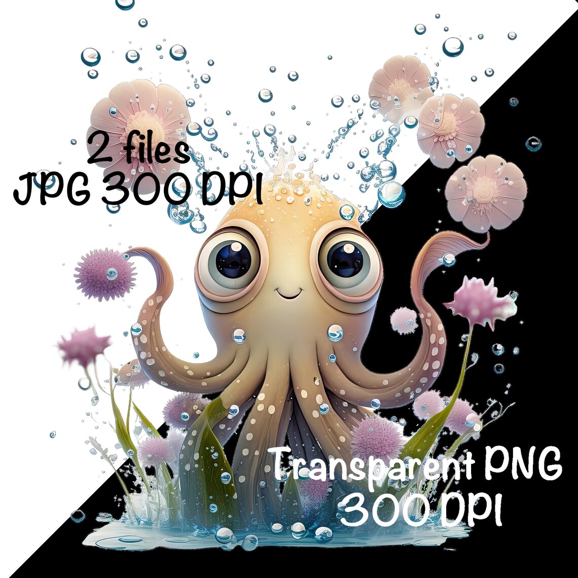 Cute Squid PNG Clipart Ocean Animals Sea Squid PNG Adorable - Etsy
