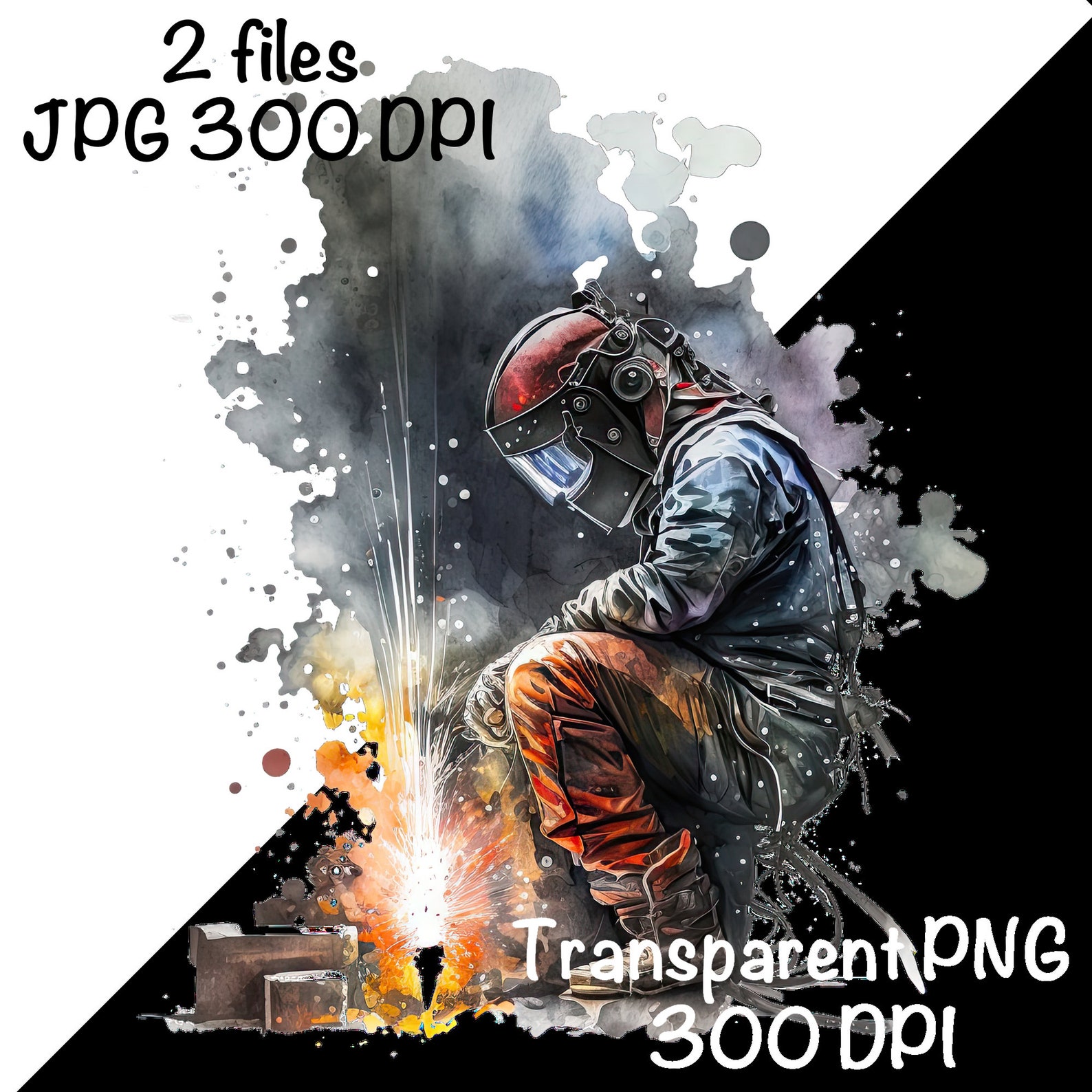 Welder Watercolor Welding Clipart Iron Worker PNG Commercial Use ...