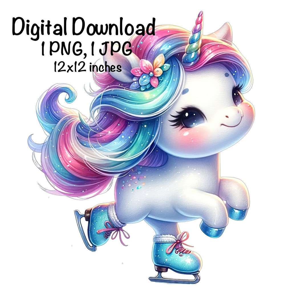 Ice Skating Unicorn PNG Sparkly Unicorn Magical Animals PNG Ice Skating ...