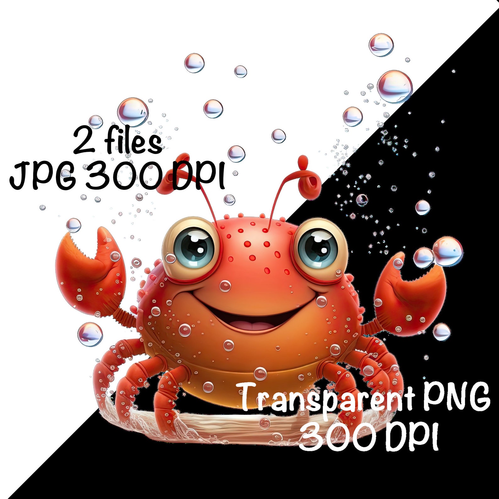 Cute Crab PNG Clipart Ocean Animals Sea Crab PNG Adorable - Etsy