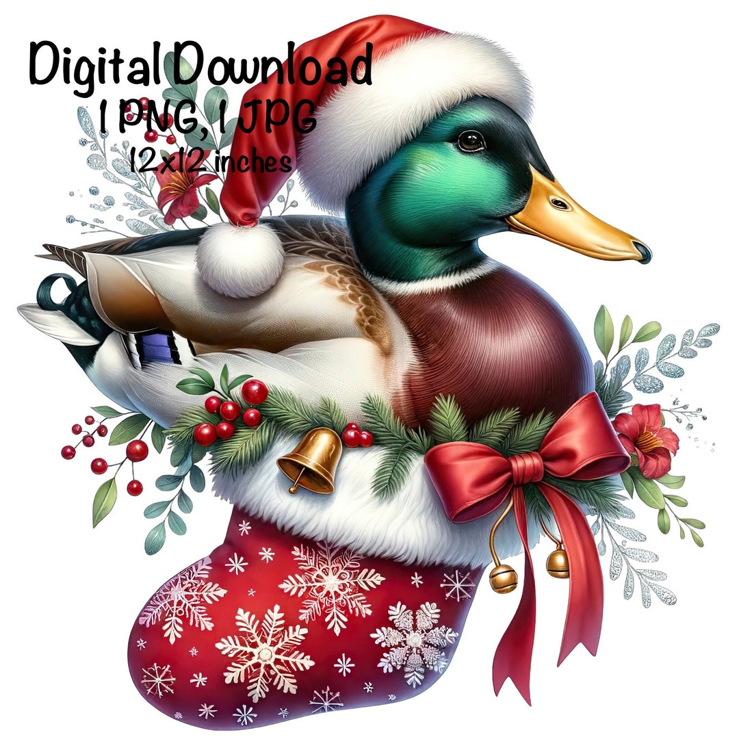 Christmas Mallard Duck PNG Sublimation Design, Merry Christmas Png ...