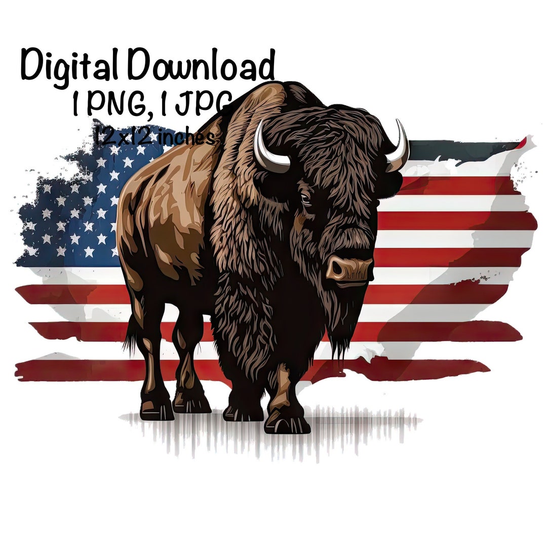 Bison Flag PNG Patriotic USA Bison Flag Clipart American Bison ...