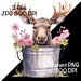 Cute Moose & Spring Flowers PNG Commercial Use Moose Graphic Elk PNG ...