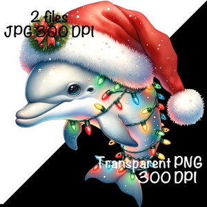 Dolphin PNG, Christmas Sea Dolphin Clipart, Ocean Animals Reindeer ...
