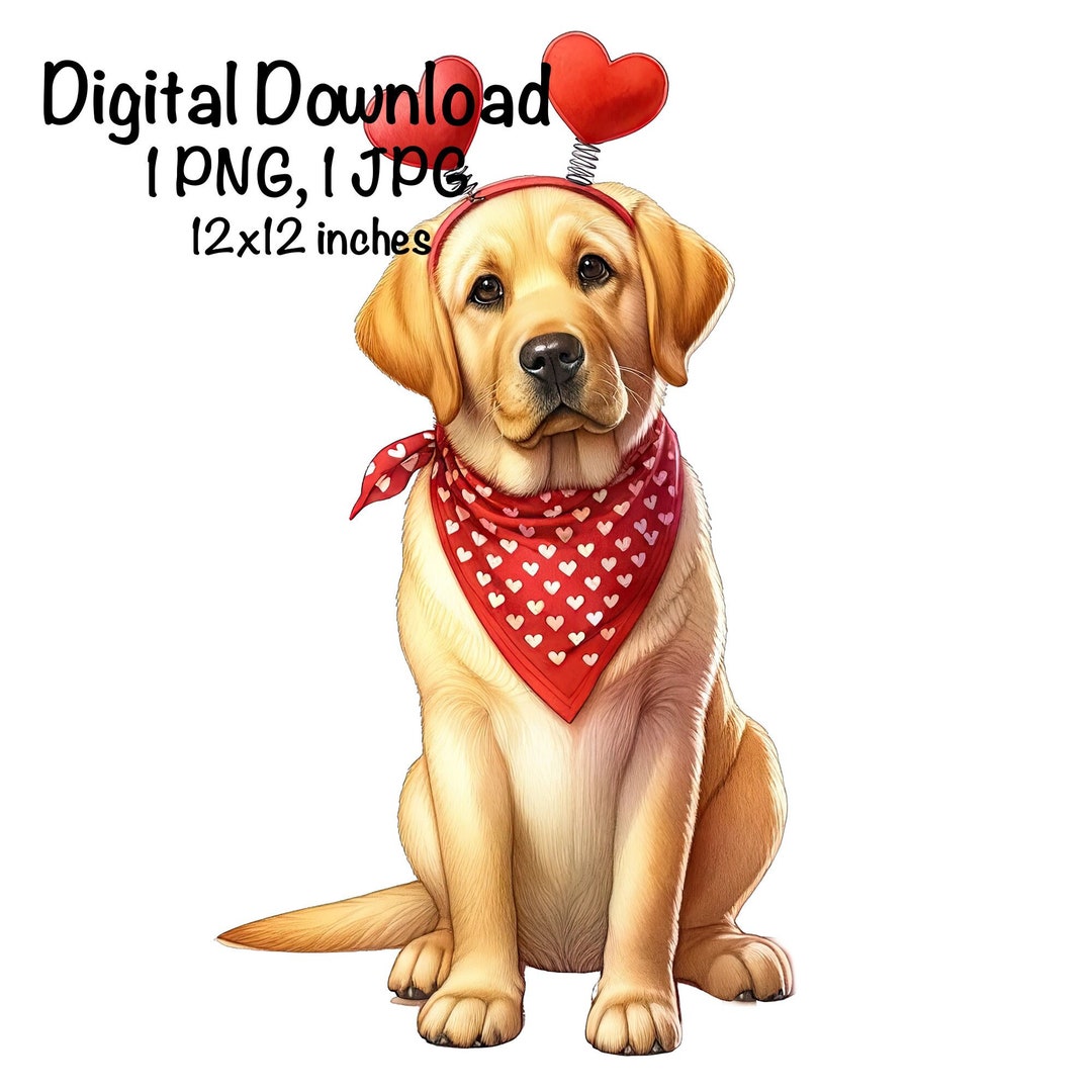 Valentine's Labrador PNG Valentine's Day Yellow Labrador Sublimation ...