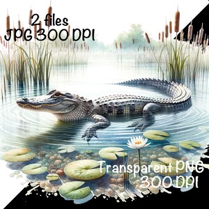 Alligator on the Bayou Watercolor Swamp Boys Girls Clipart Wall Art ...