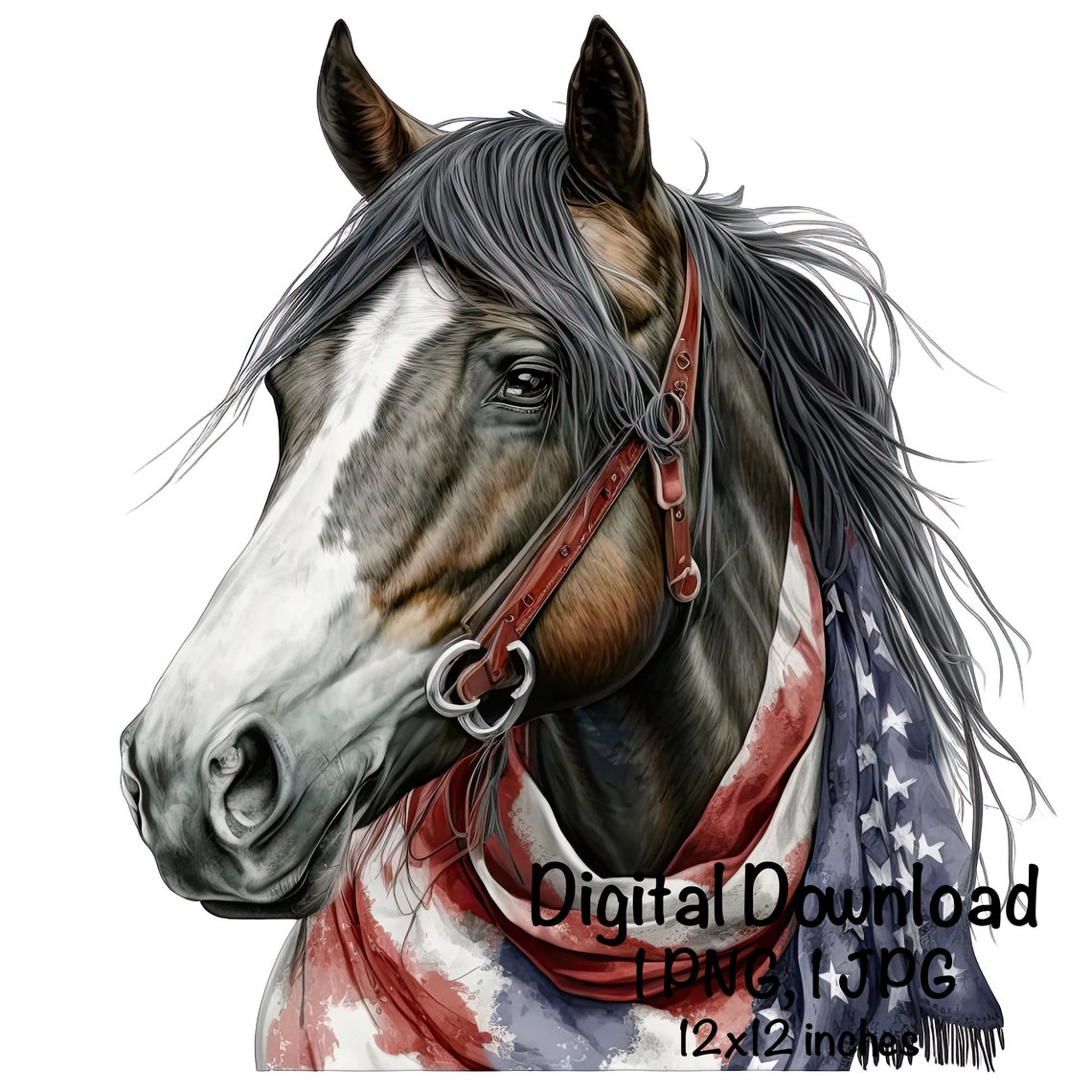 American Mustang Horse PNG Horse Watercolor Clipart Mustang Bandana US ...