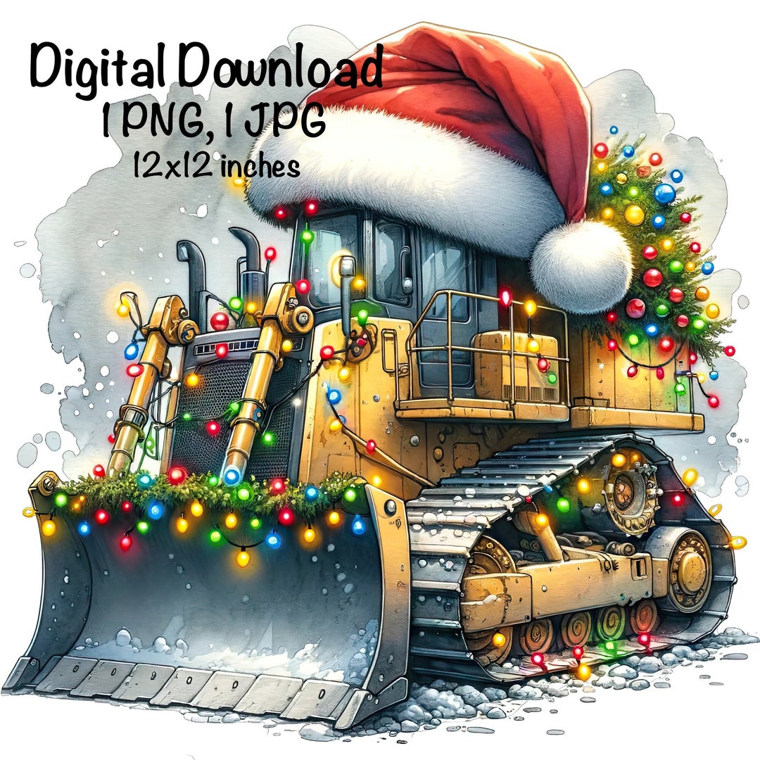 Merry Christmas Dozer PNG Watercolor Mining Truck Boys Clipart Santa ...
