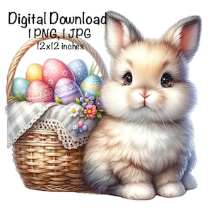 Easter Bunny Sublimation PNG, Cute Bunny Easter Eggs Farm Rabbit PNG ...