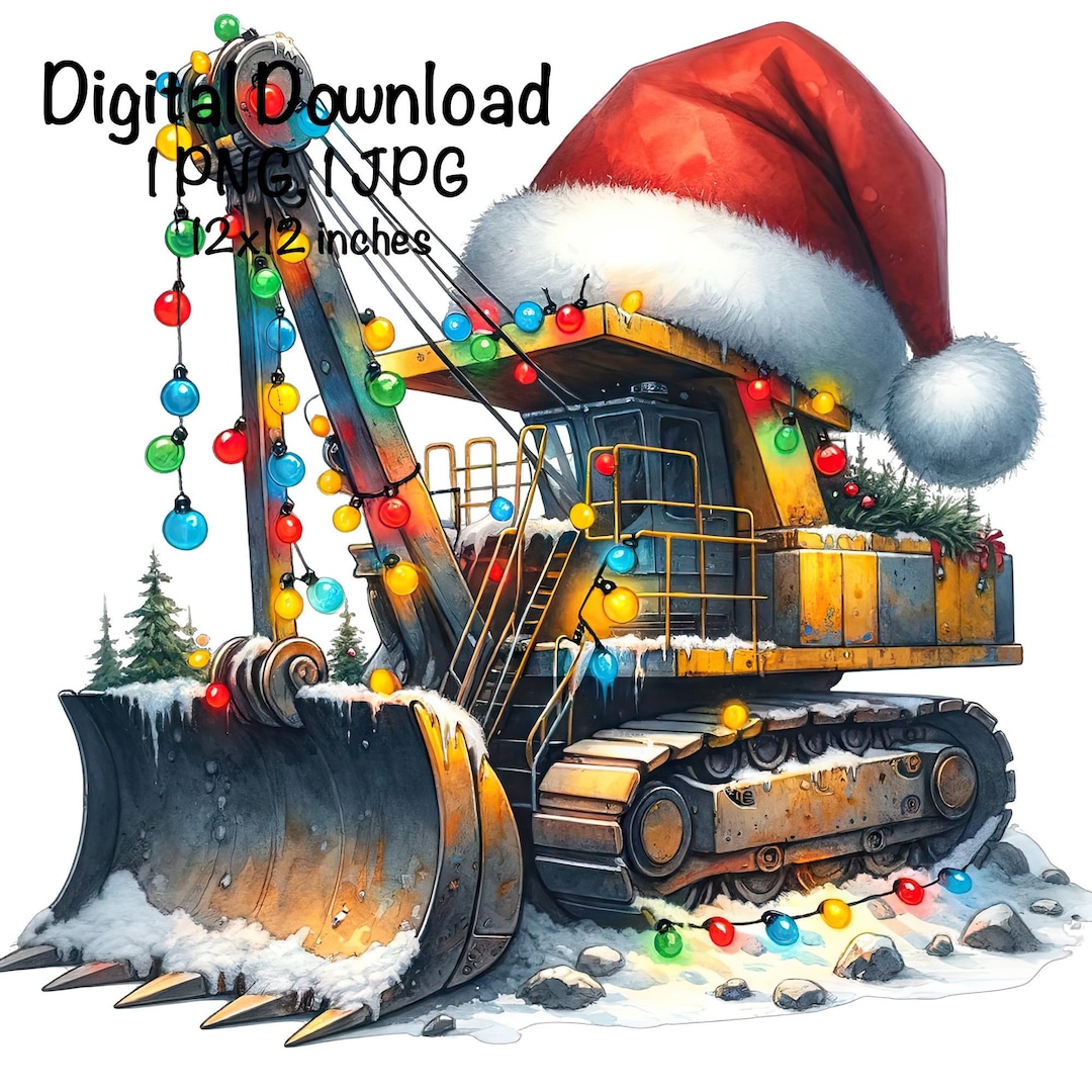 Merry Christmas Mining Shovel PNG Watercolor Mining Truck Boys Clipart ...