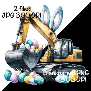 Easter Excavator Sublimation PNG, Eggs-cavator Construction Digger Boys ...
