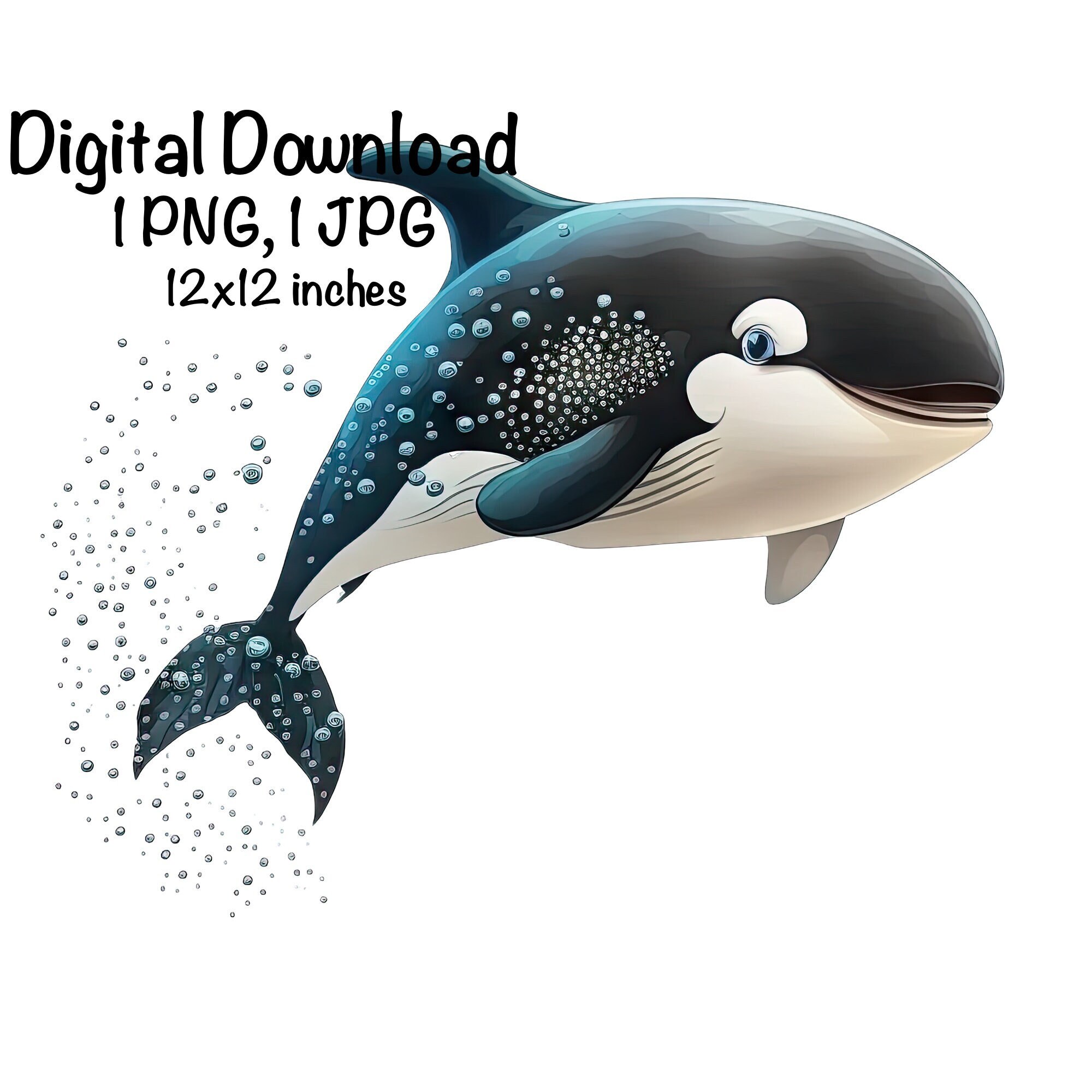 Orca Whale Cute Whale Clipart Ocean Animals Whale PNG Whale - Etsy ...