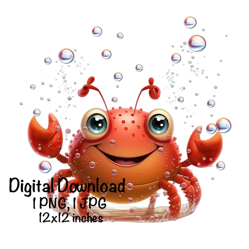 Cute Crab PNG Clipart Ocean Animals Sea Crab PNG Adorable - Etsy