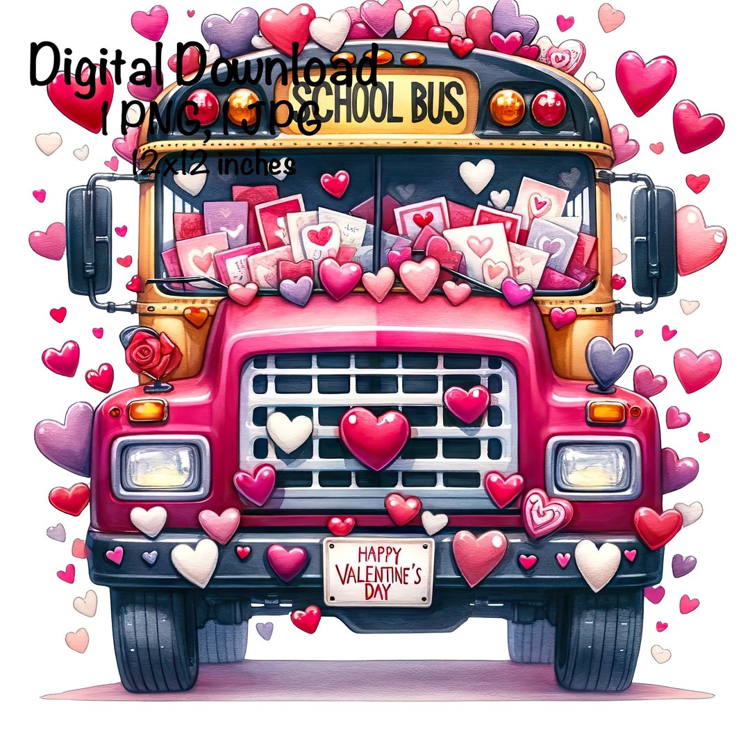 Happy Valentine's School Bus PNG School Bus Driver Vehicle Bus Clipart ...