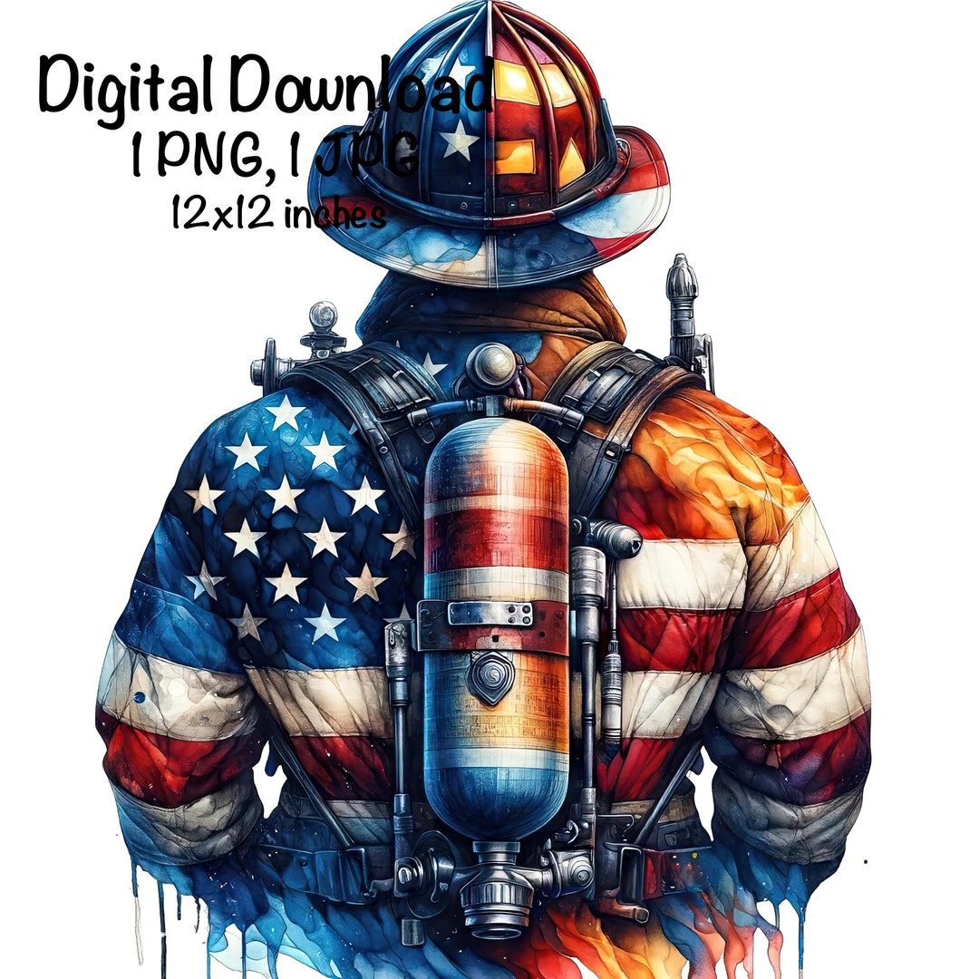 Firefighter Flag PNG | Patriotic USA Fireman Flag Clipart | American ...