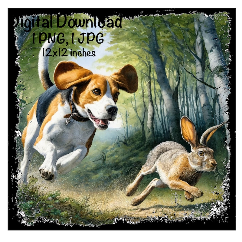 Dog Chasing a Rabbit Png - Etsy