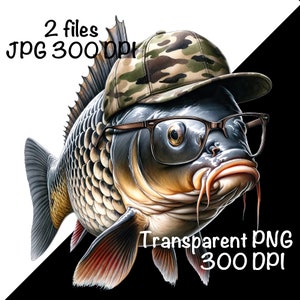 Funny Carp Fish Sublimation PNG Freshwater Fish Clipart Carp Fish Camo ...
