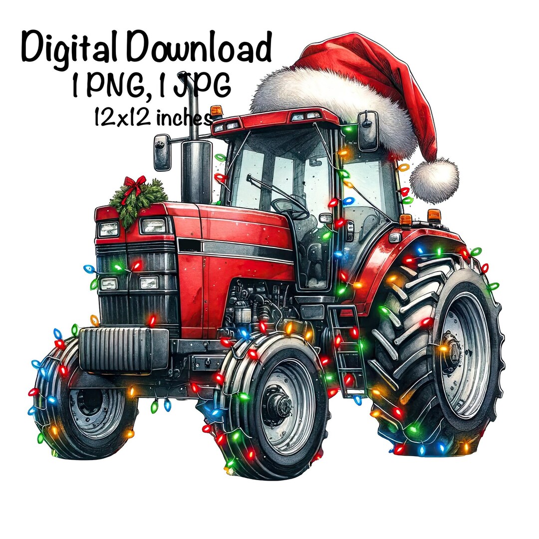 Merry Christmas Farm Tractor PNG Red Farm Tractor Farm Vehicle Boys Clipart Santa Tractor Farm ...