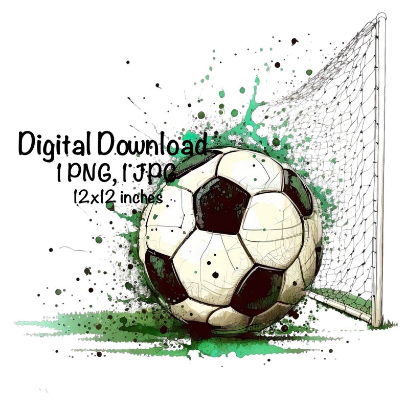 Sports Vintage Soccer Ball Goal Watercolor Soccer Football Clipart PNG ...