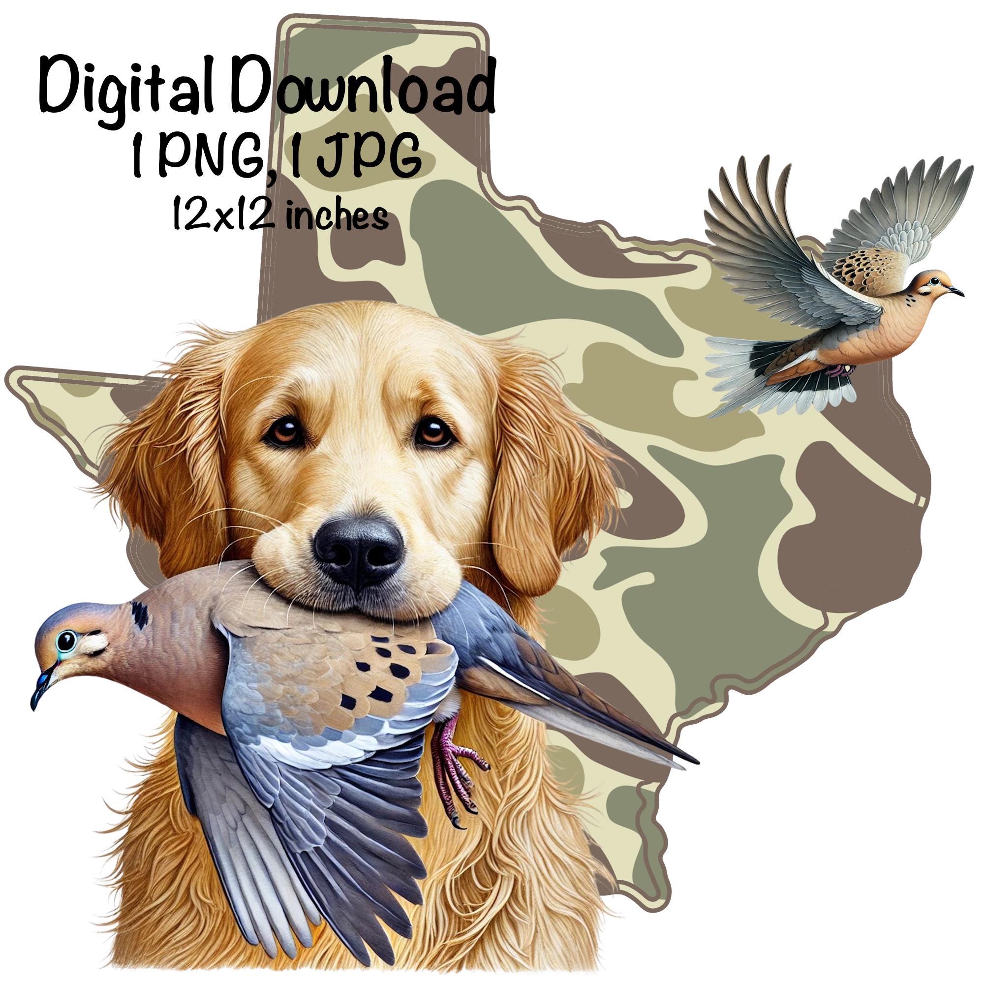 Camo Dove Hunting PNG | Golden Retriever Dog PNG | Camouflage Dove Hunt ...