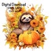 Sloth PNG Fall Thanksgiving Sublimation Sloth Sublimation Png - Etsy