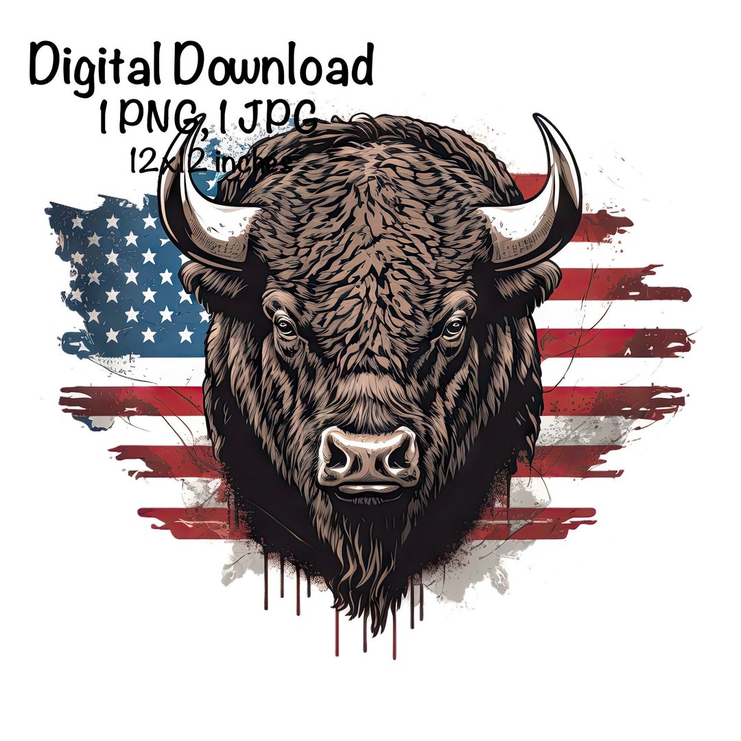 Bison Flag PNG Patriotic USA Bison Flag Clipart American Bison ...