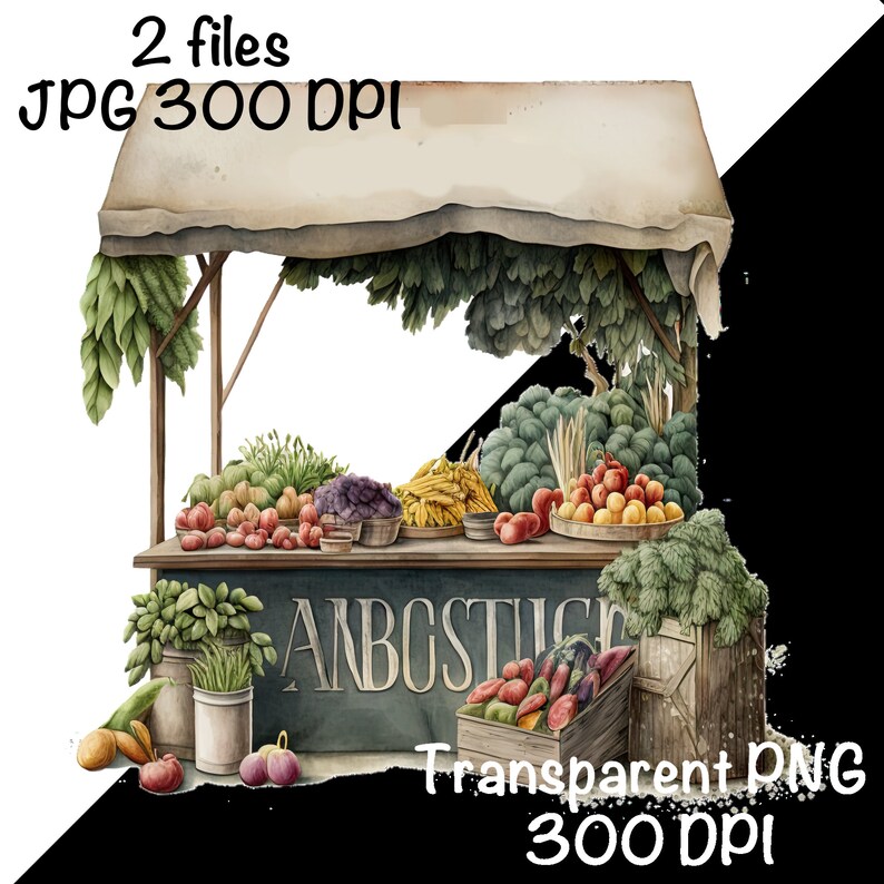 Farmers Market Vegetables Stand Watercolor Clipart Vegetable - Etsy